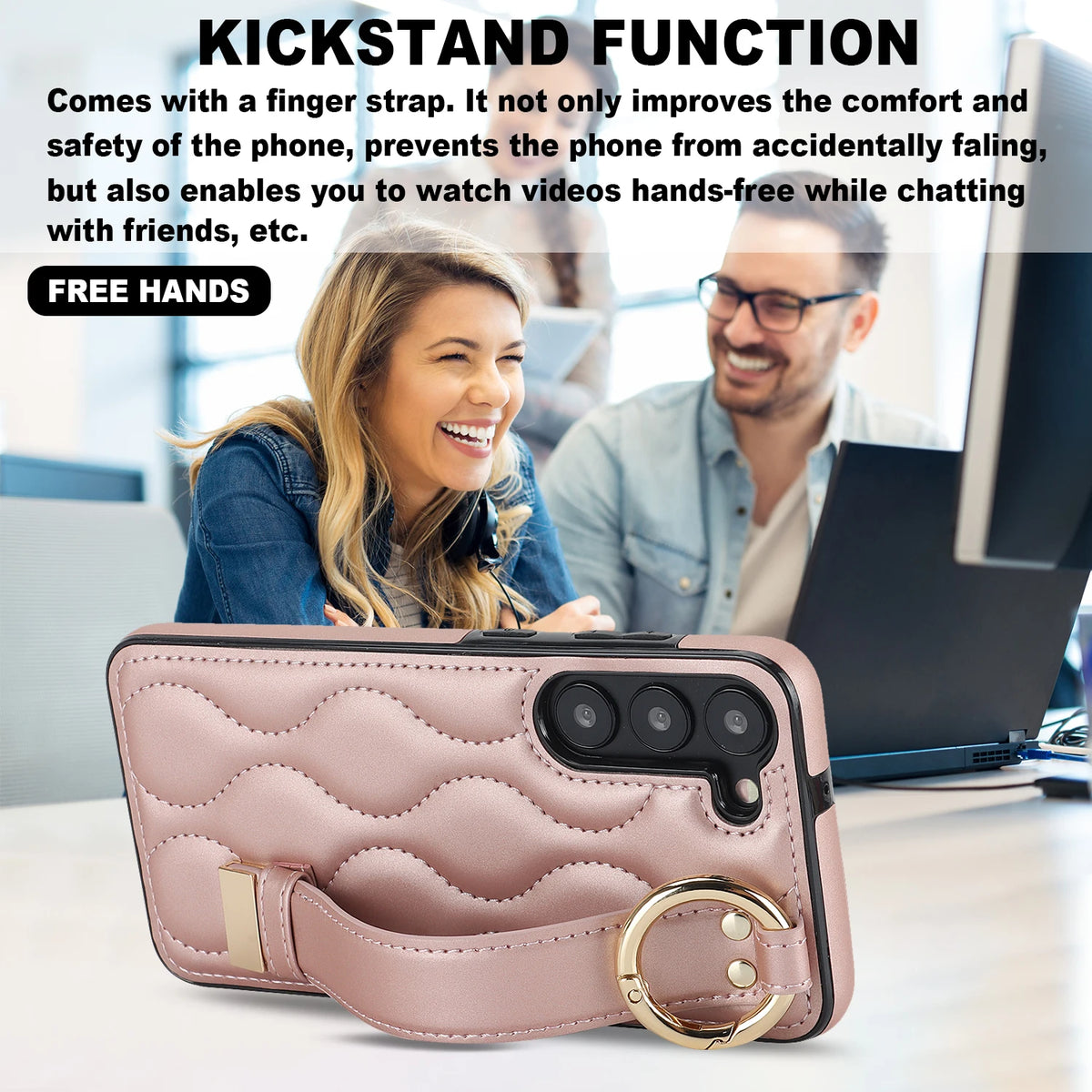 PU Leather Ring Shockproof Cases With Wrist Strap Holder for Samsung G ...